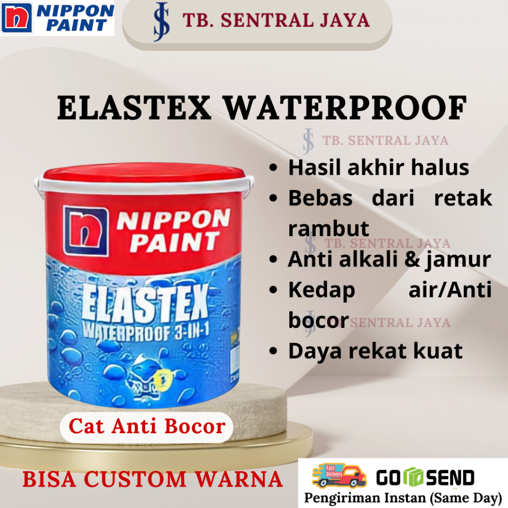Jual Cat Elastex Waterproof 4Kg Nippon Paint/Cat Tembok Anti Bocor ...