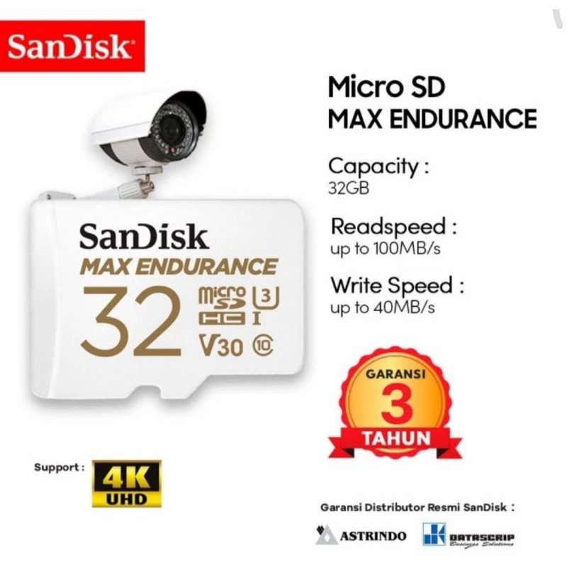 Jual 32GB Memory Card Sandisk Max Endurance UHS-I V30 100MBps Original Garansi Resmi Free ...