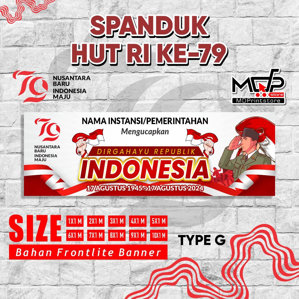 Jual SPANDUK HUT RI 5X1 METER KEMERDEKAAN AGUSTUSAN BANNER MDPRINTSTORE ...