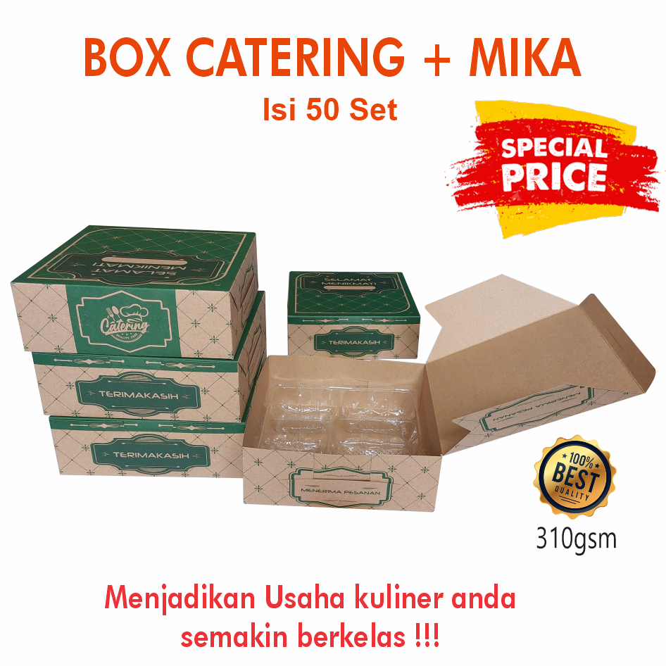 Jual Dus Nasi catering 18 x 18 isi 50 set Kraft Bahan 310 GSM Motif ...