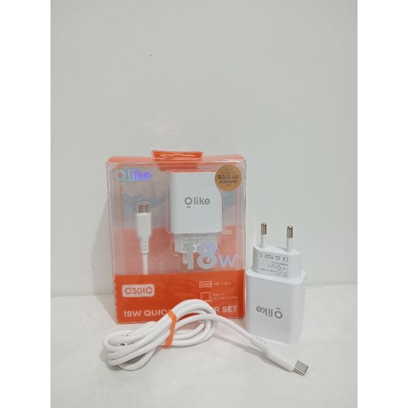 Jual OLIKE C301C CHARGER SET Quick Charging 18W With Type-C Cable | Shopee Indonesia