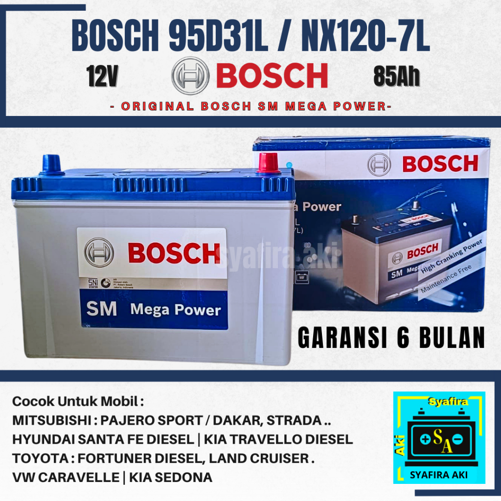 Jual Aki Mobil Mitsubishi Pajero Sport NX120-7L / 95D31L Bosch Accu Kering | Shopee Indonesia