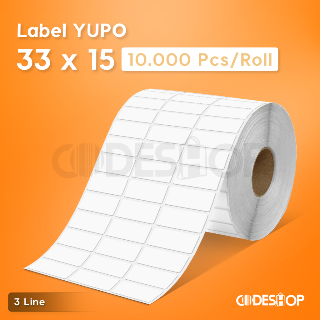 Jual Stiker Label Yupo 33x15 mm 1 Line isi 10000 Pcs Gap 2mm Perforasi ...