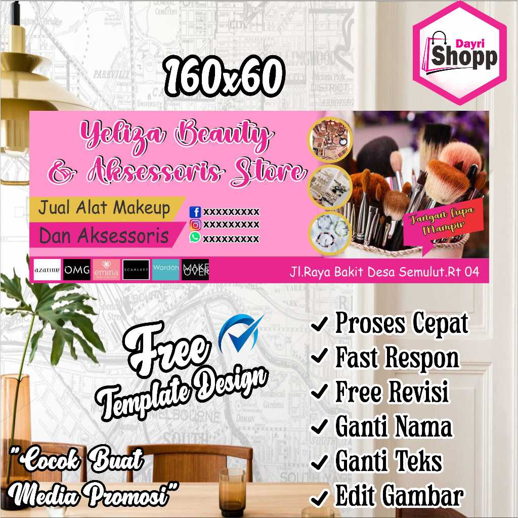 Jual Spanduk Fashion Kosmetik Terbaru 160x60 Custom Murah Berkualitas ...