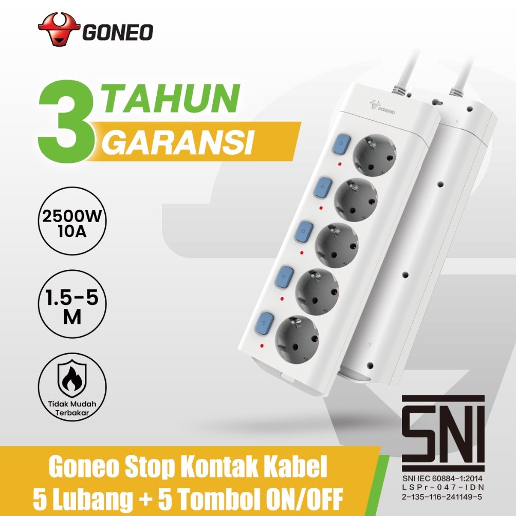 Jual GONEOG35 Stop Kontak Multi Saklar On Off Panjang 1535 Meter 5 ...