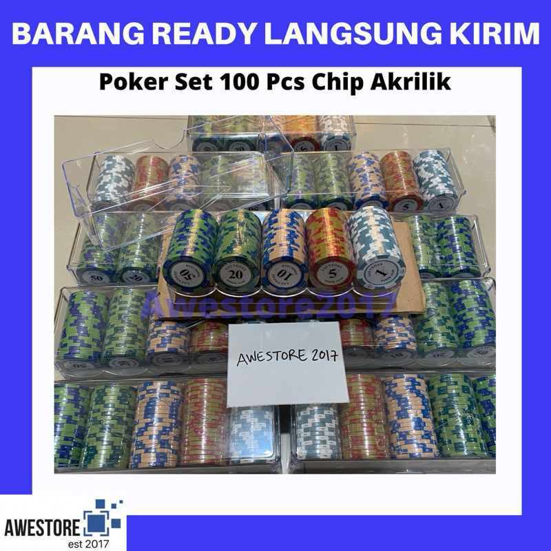 Jual Poker Chip Set 100 pcs Acrylic Box Koin Coin Casing Akrilik Board ...