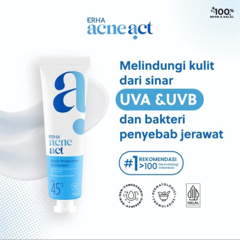 Jual Erha Acneact Acne Sun Friendly SPF 45 PA+++ 30g /Sunscreen ...