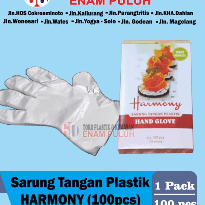 Jual Sarung Tangan Plastik Harmony 100 Pcs Sekali Pakai Waterproof Aman ...