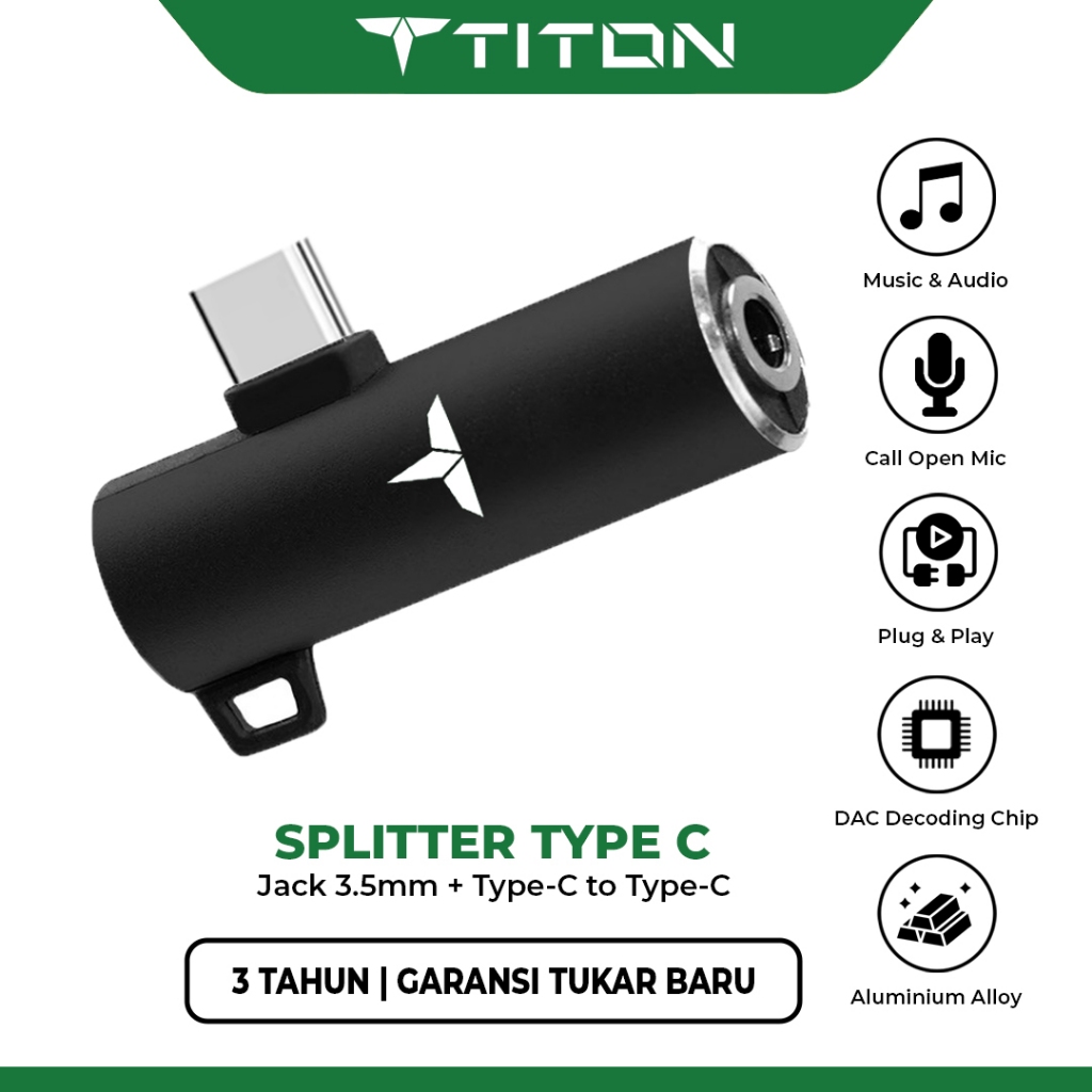 Jual TITON Splitter Converter DAC Chip Jack 3.5mm Audio and Type C to ...