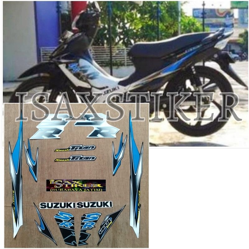 Jual Striping Original Suzuki Smash Titan SR putih hitam Lis biru tahun ...