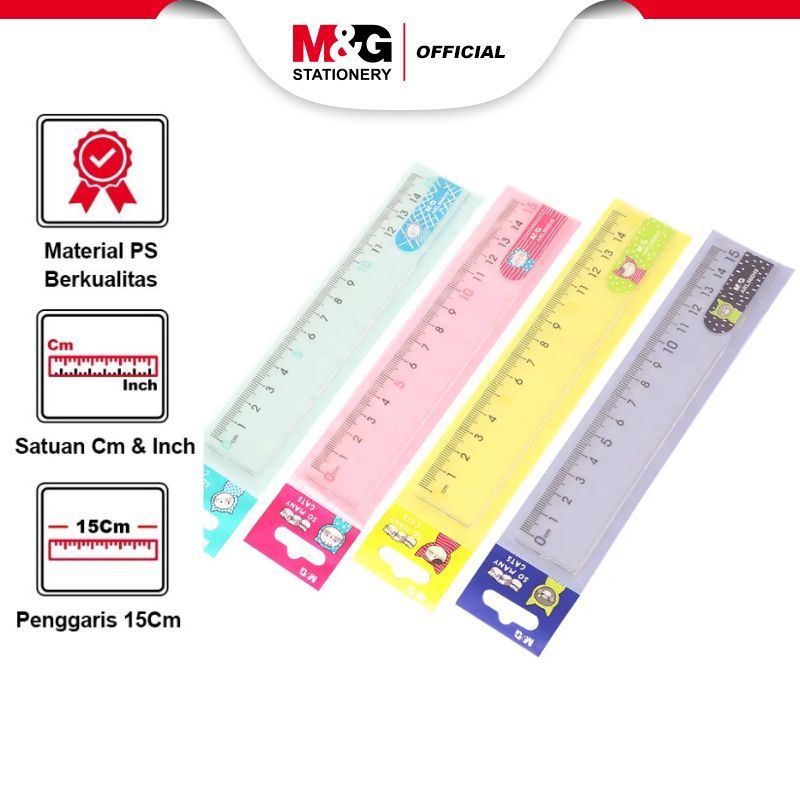 Jual M&G Penggaris Transparan 15cm/ Ruler Transparant / Penggaris ...