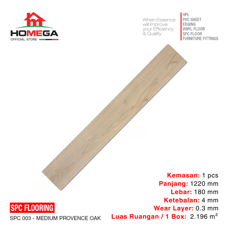 Jual HOMEGA SPC Flooring - Lantai Kayu Parket Parkit Parquet Klik - Tekstur Wood Medium Provence ...
