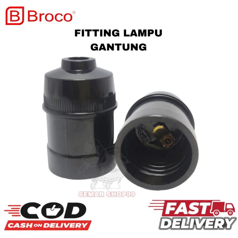 Jual FITTING / FITING GANTUNG GANTUNG BROCO HITAM 216L/FITTING LAMPU GANTUNG ...