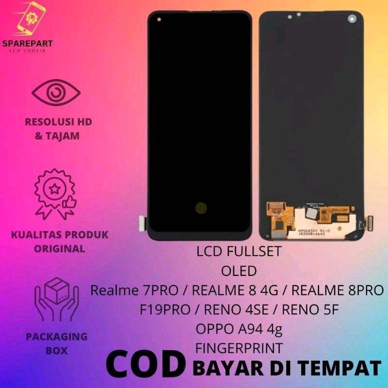 Jual LCD FULLSET AMOLED OPPO RENO 5F / RENO 4SE / A94 4G / REALME 7 / 7 ...