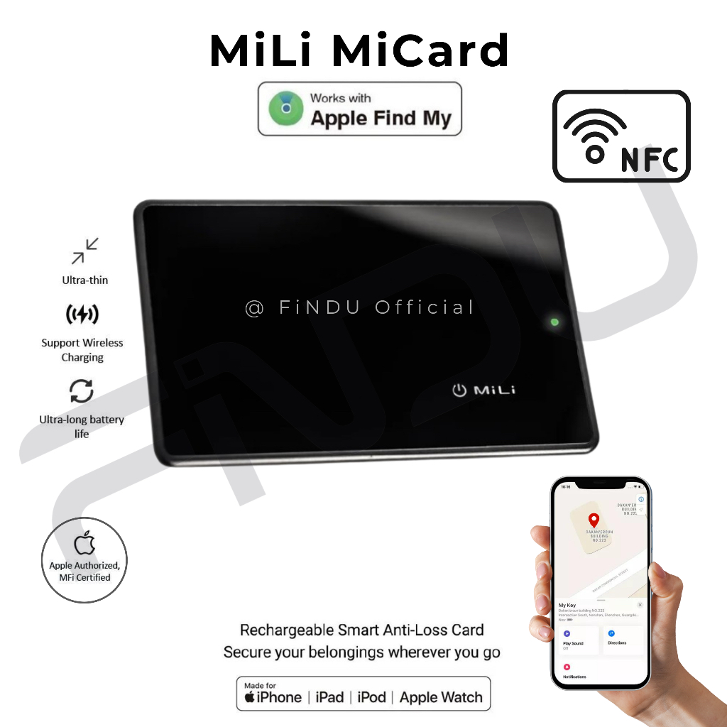 Jual Airtag - MiLi MiCard Pro Smart Anti-loss Locator Card Apple MFi Certified / Smart Finder ...