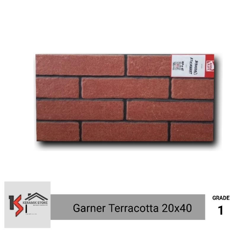 Jual keramik dinding bata merah 20x40 asia tile garner teracotta | Shopee Indonesia