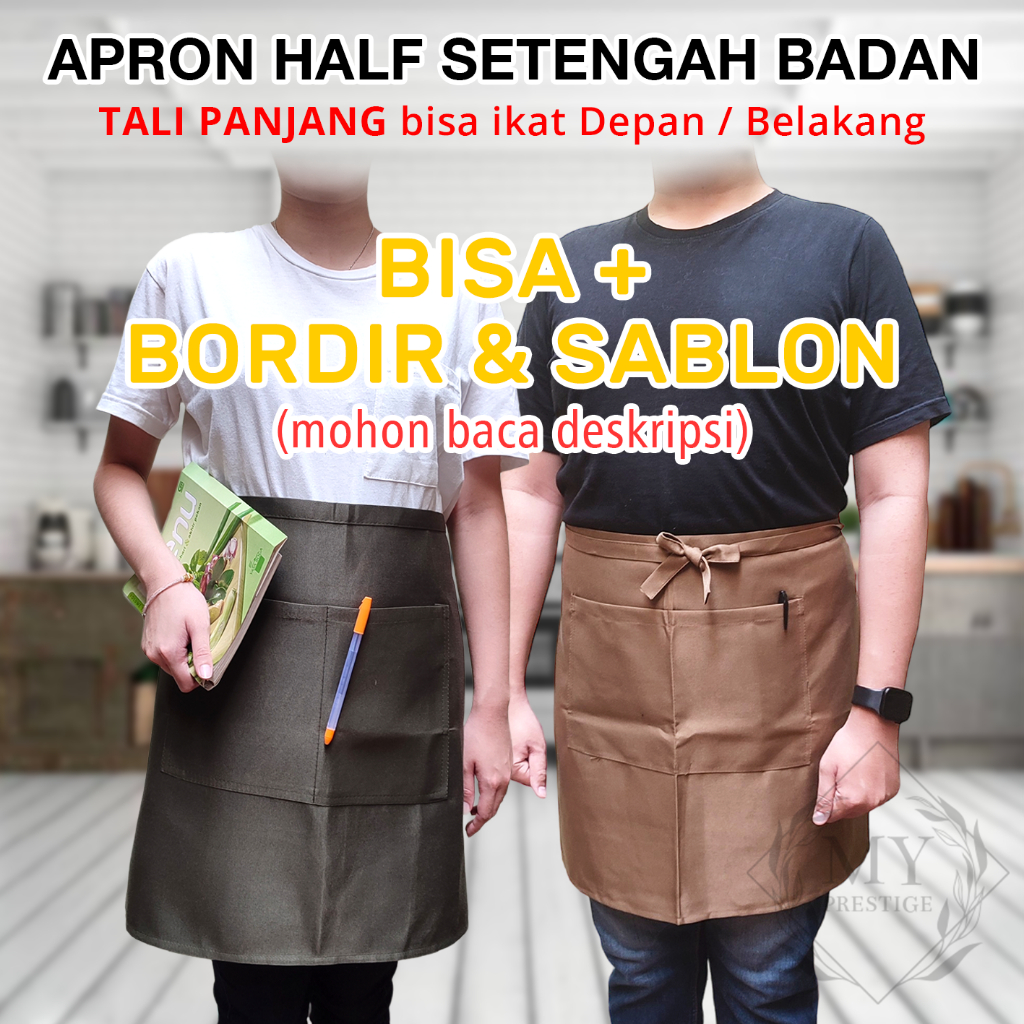 Jual Apron Half Celemek Pendek Setengah Badan Sepinggang ikat pelayan ...