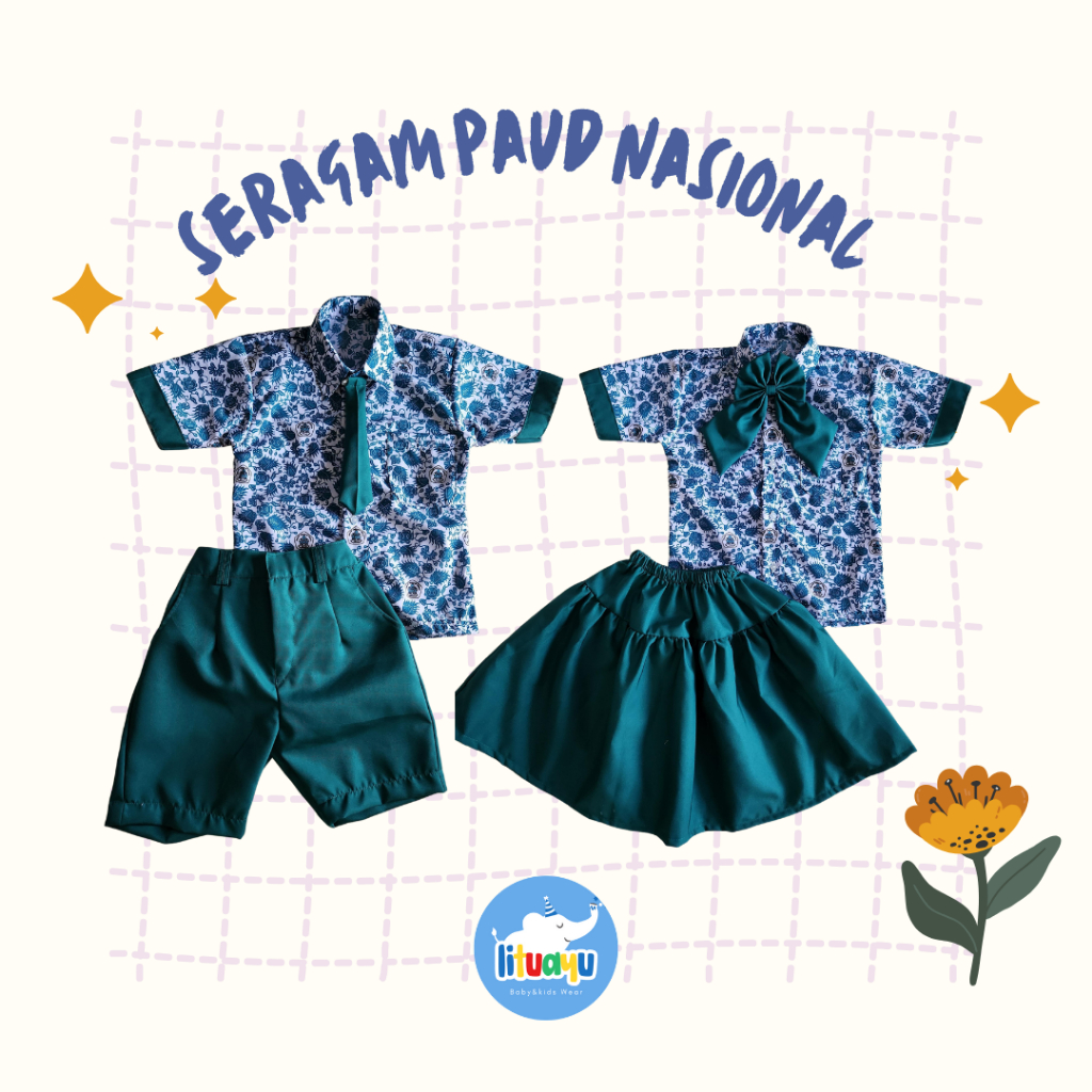 Jual Baju Anak PAUD Setelan Seragam Sekolah Batik Paud Nasional Warna ...