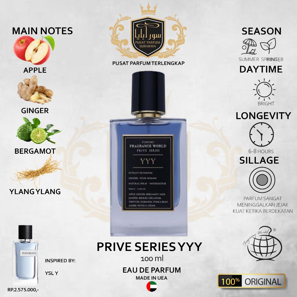 Jual Prive Series YYY Fragrance World Premium Parfum Pria/Wanita/Unisex ...