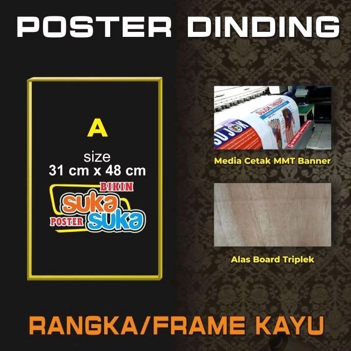 Jual POSTER BANNER INDOOR PIGURA DINDING RUANGAN RANGKA BOARD KAYU ...