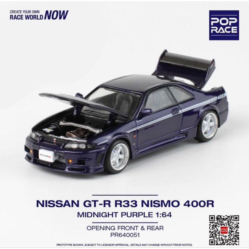 Jual Pop Race 1/64 PR640051 Nissan GT-R R33 Nismo 400R Midnight Purple ...