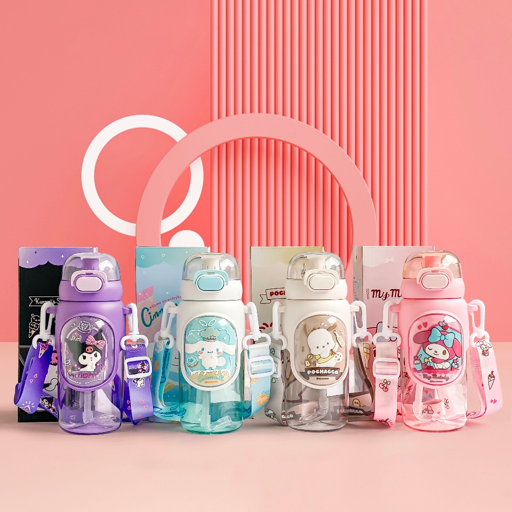 Jual Clotee Botol Minum Putih Transparan Bening Estetik Karakter Botol Air Minum 350ml 550ml ...