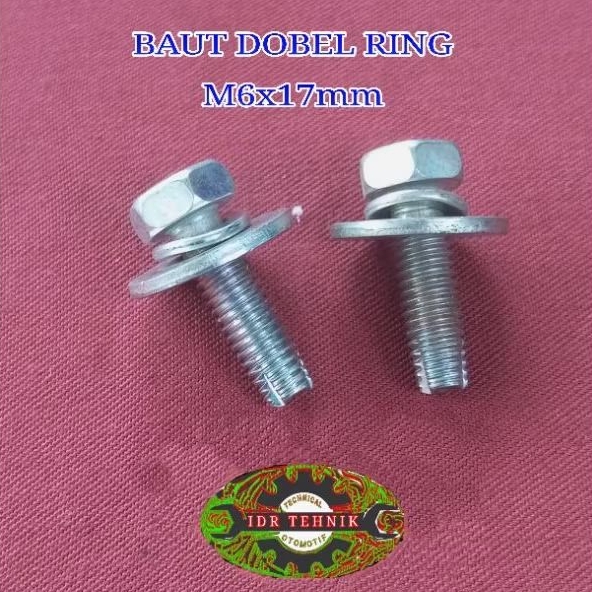 Jual Baut Dobel ring Bolt Double Waser M6x16mmLebar Ring 18mm + Ring ...