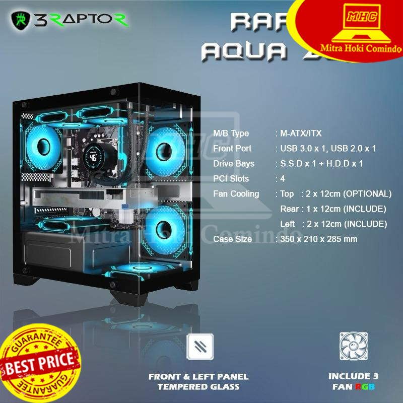 Jual CASING PC KOMPUTER RAPTOR AQUA ZONE CASING GAMING RAPTOR AQUA ZONE ...