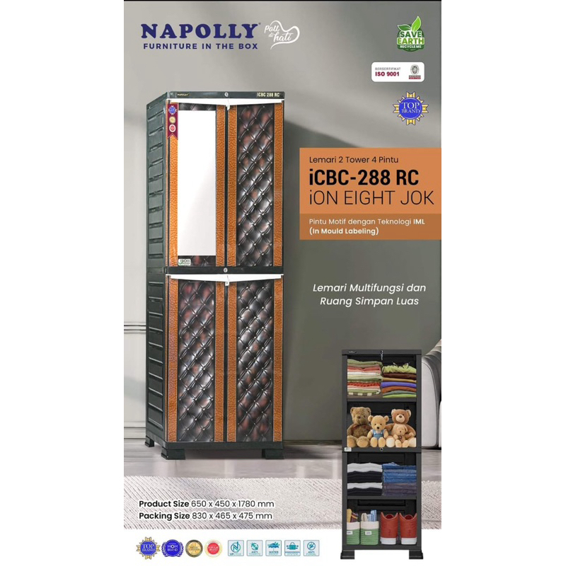 Jual NAPOLLY Lemari Pakaian Plastik 2 Tower Susun 4 Pintu Dengan ...