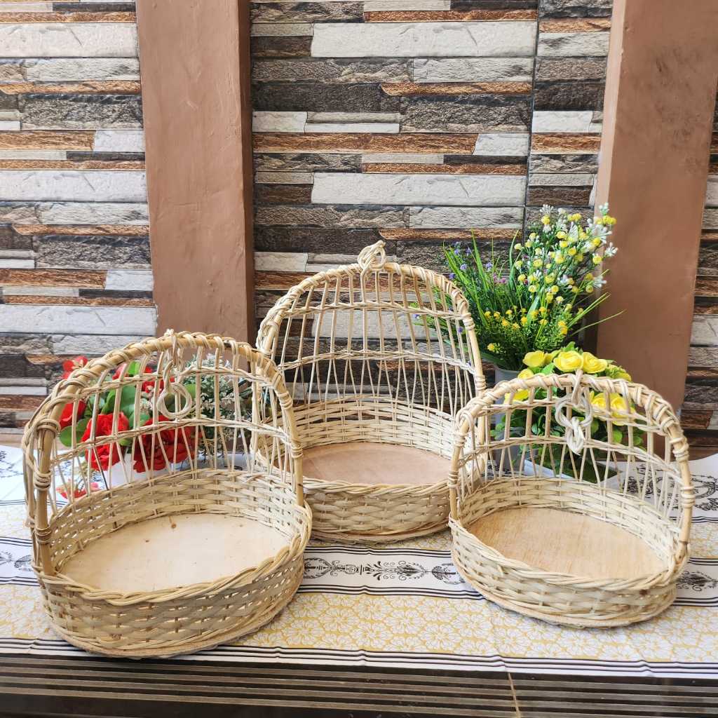 Jual keranjang hantaran rotan parcel sangkar rotan (isi3) / keranjang ...