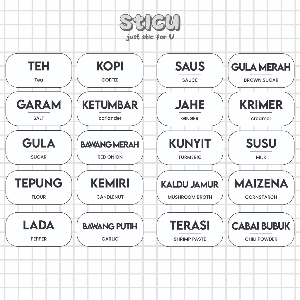 Jual STICKER LABEL BUMBU DAPUR - [10 PCS] STIKER NAMA BUMBU DAPUR ANTI ...