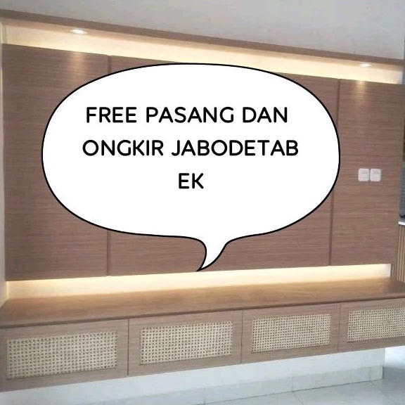 Jual meja backdrop tv dengan pintu kombinasi rotan | Shopee Indonesia