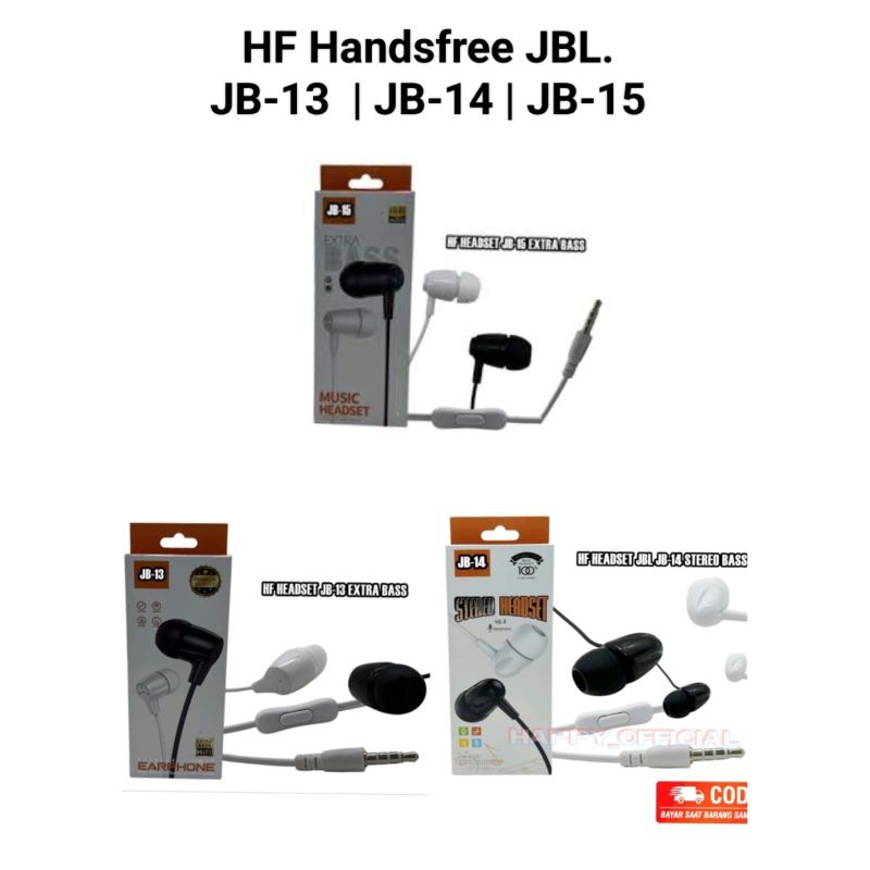 Jual New !! [ PROMO ] HF Handsfree JBL [ JB-13 | JB-14 | JB-15 ] Stereo ...