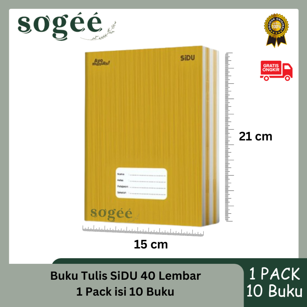 Jual Sogee ☘️ Buku Tulis SiDU Sampul Coklat Kraft 40 Lembar - 1 Pack (isi 10 buku) | Shopee ...