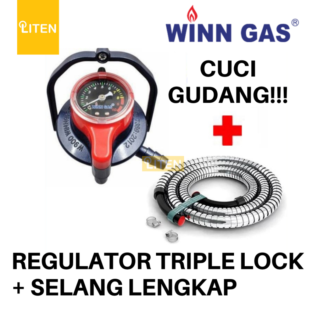 Jual (PAKET LENGKAP) Regulator Gas Tipe METERAN Anti Bocor W900M Winn ...