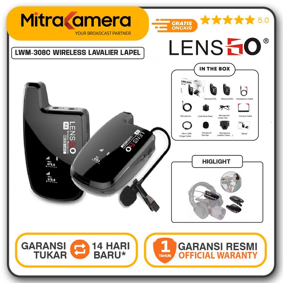 Jual Lensgo LWM-308C Wireless Lavalier Lapel Microphone System | Shopee ...