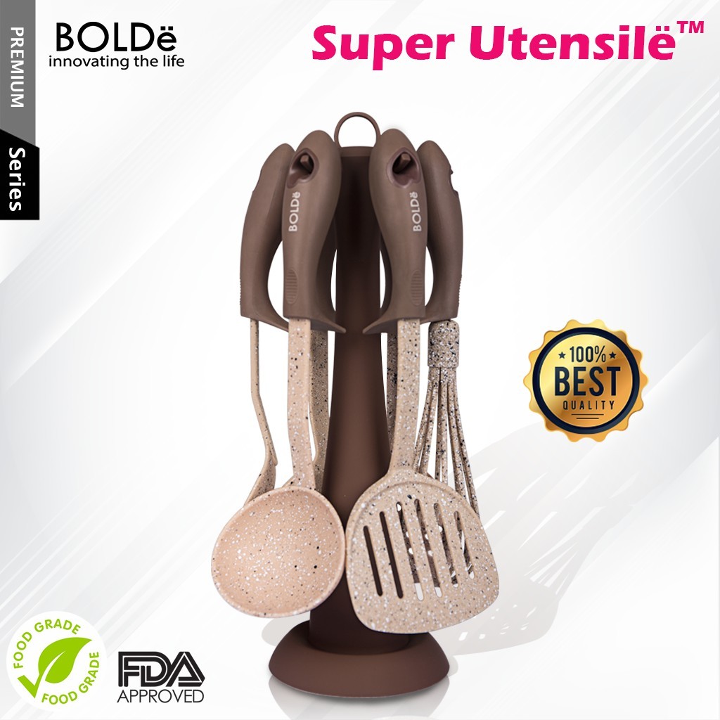 Jual BOLDe Set SPATULA SET SENDO MASAK SET + STAND SUPER UTENSIL BIEGE ...