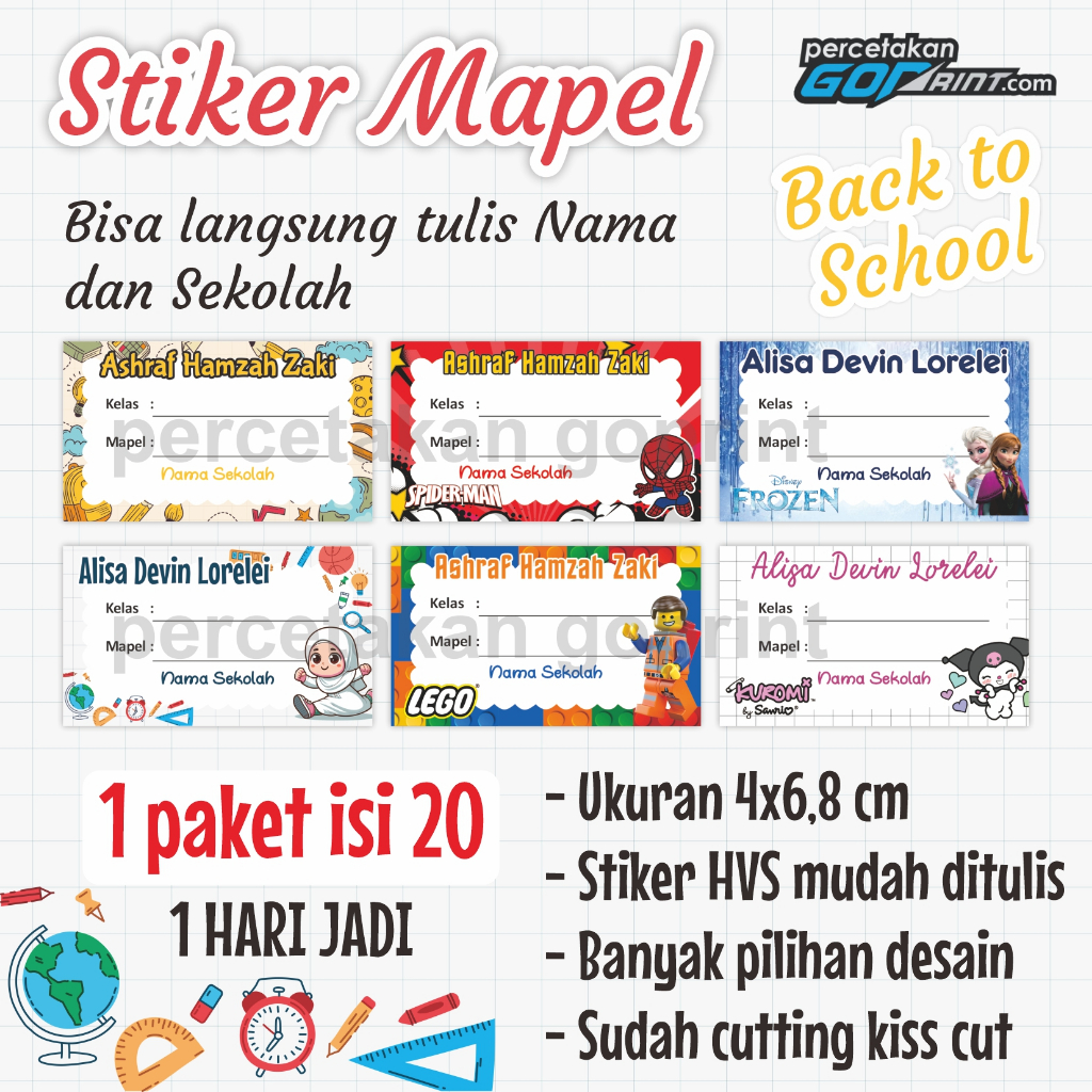 Jual Stiker nama buku mapel, mata pelajaran kelas SD, SMP, SMA Bisa ...