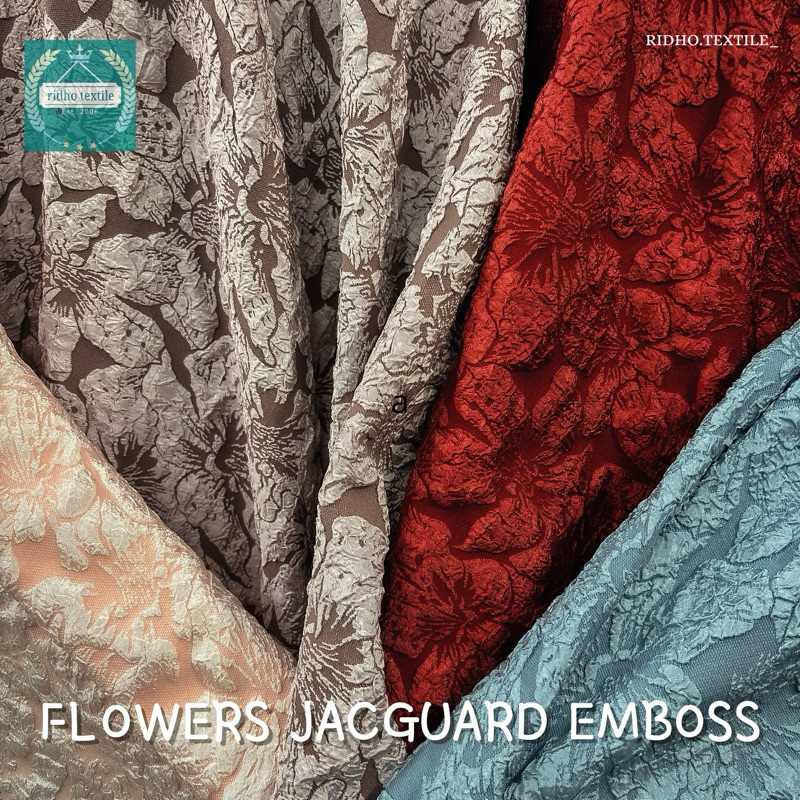 Jual BAHAN/KAIN JAQGUARD EMBOSS MOTIF BUNGA ANEKA WARNA | Shopee Indonesia