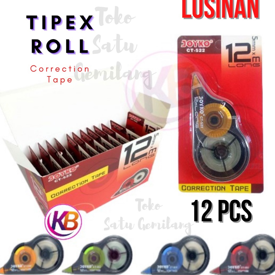 Jual Tipe X Roll 1 Lusin 12 Pcs Joyko Tipex Kertas Ct522 Correction ...