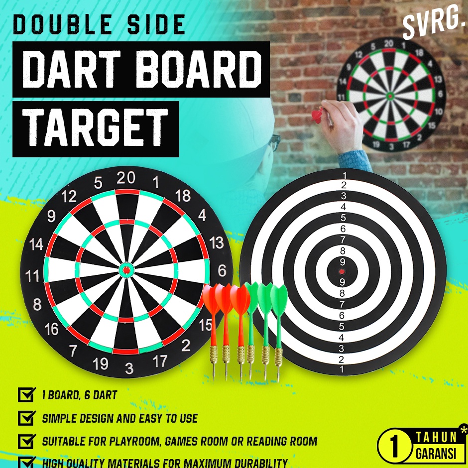 Jual SVRG Dart Board Target Double Side Papan Dart 2 Sisi Dart Game Set ...