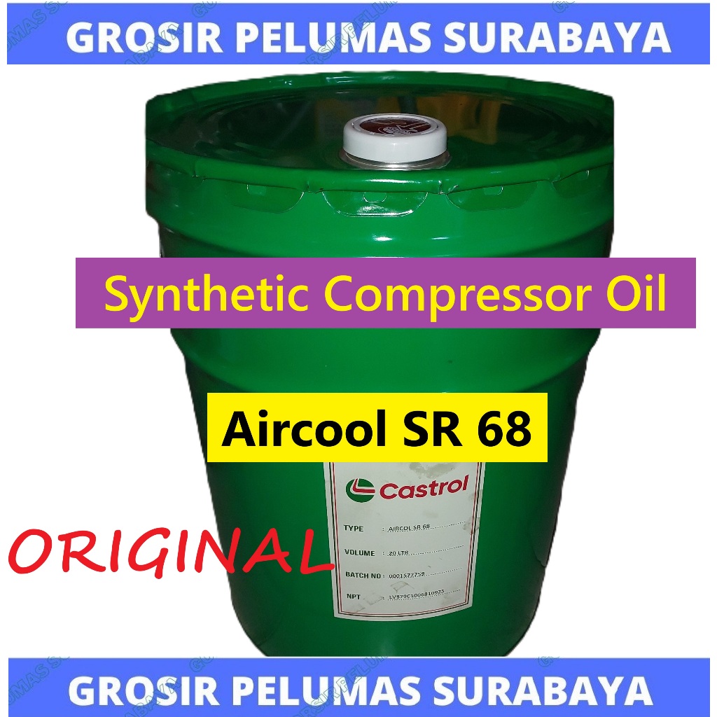 Jual Original oli SYNTHETIC Castrol Aircol Aircool SR 68 pail 20ltr kompresor Compresor oil ...