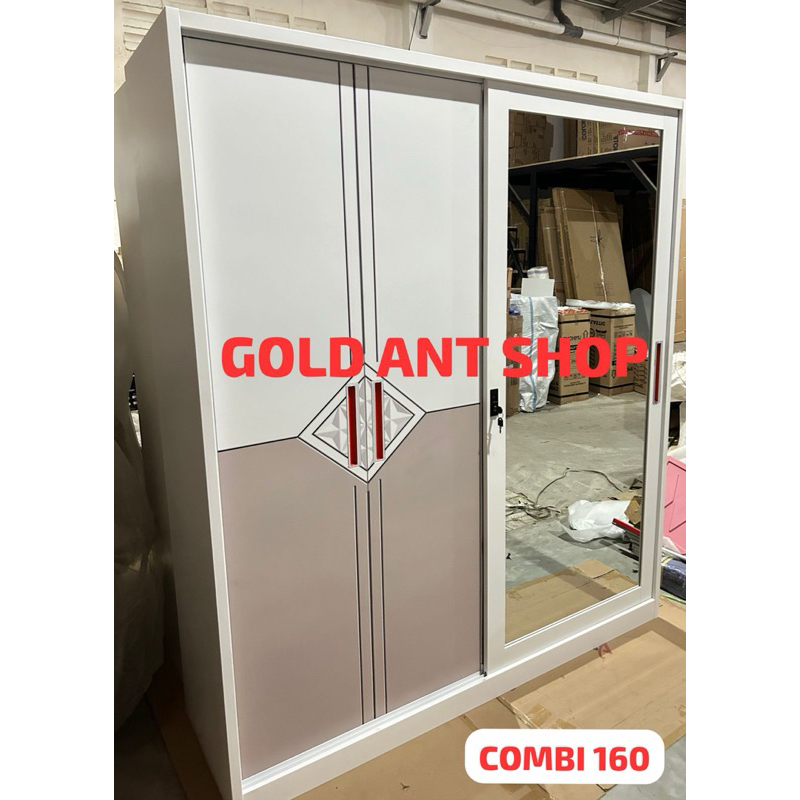 Jual Lemari Pakaian Baju Sliding Besi Jumbo 3 Pintu 160 Kaca / Lemari Besi 3 Pintu Ukuran 4 ...