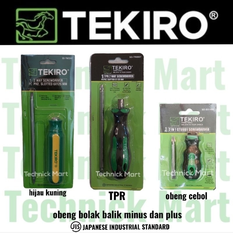 Jual TEKIRO obeng bolak balik 2 arah minus dan plus hijau kuning TPR obeng cebol / stuby ...