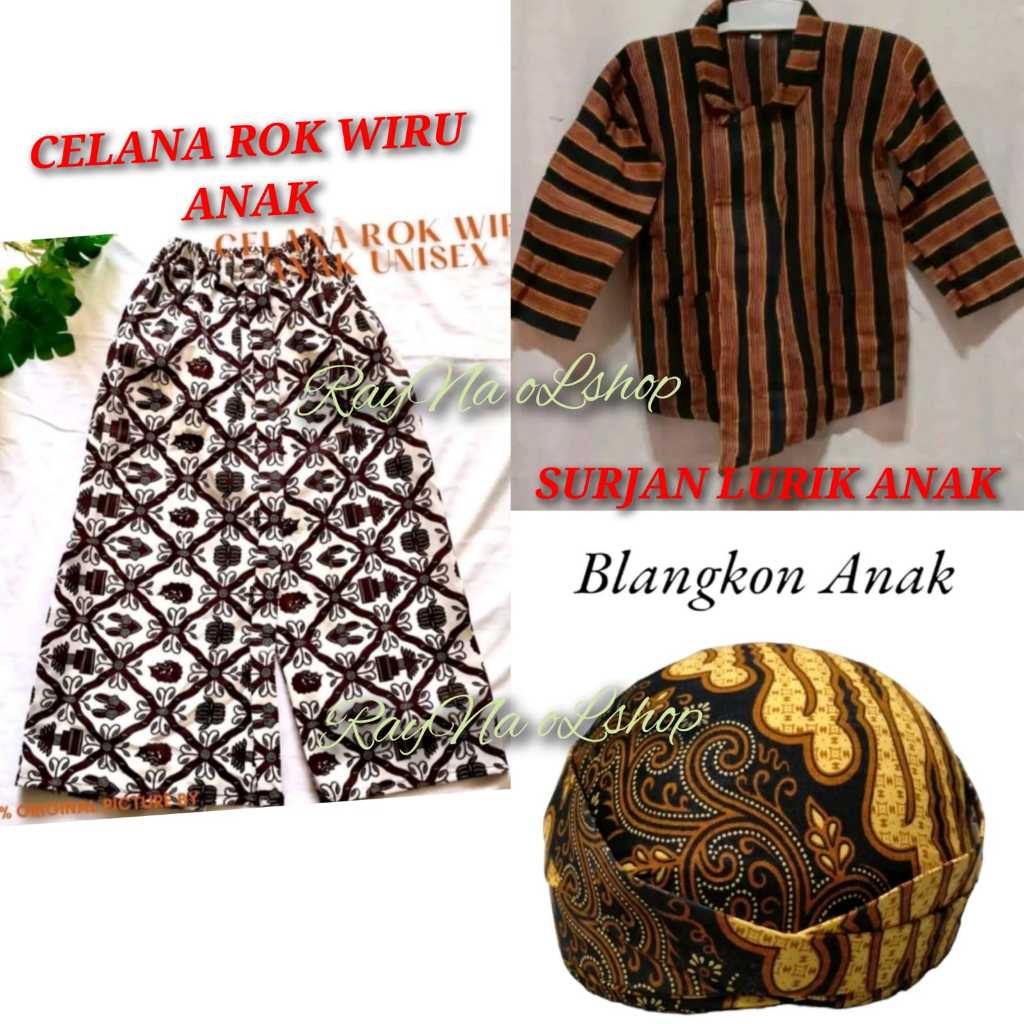 Jual SURJAN LURIK ANAK + CELANA ROK BATIK WIRU INSTAN ANAK + BLANGKON ...