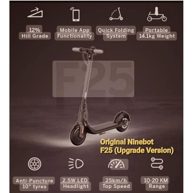 Jual Skuter Listrik Elektrik Ninebot F25 Upgrade Original | Shopee ...