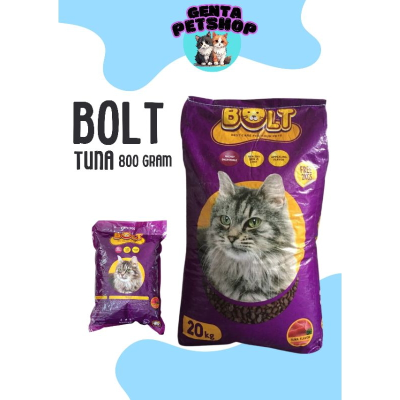 Jual 1kg Makanan kucing dry food Bolt tuna kibble ikan ungu kemasan ...