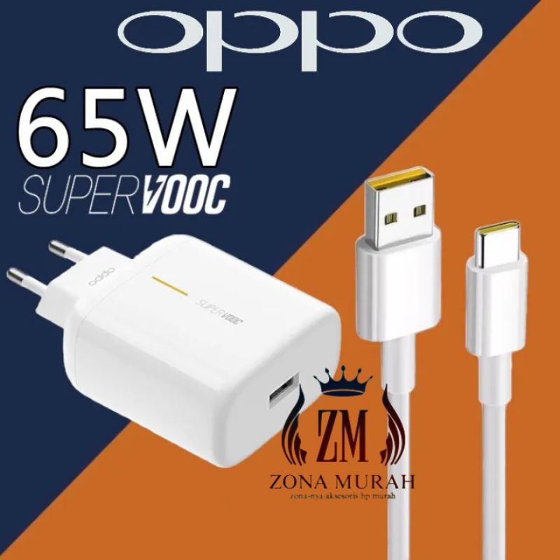 Jual Charger Oppo Reno 4 Find X2 Type C Fast Charging 65 Watt Original Tipe C Super Vooc 65w ...