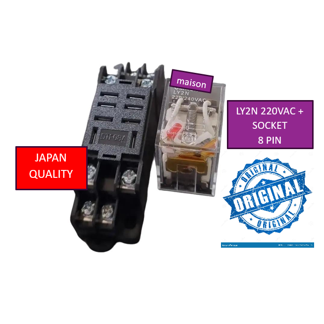 Jual Relay LY2N 220VAC Ori Jepang + socket - 8 PIN / LY2N 220V / LY2 220VAC | Shopee Indonesia