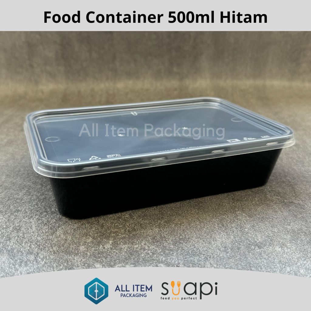Jual Thinwall Suapi 500ml Hitam / Kotak Makan / Food Container @25 Pcs ...